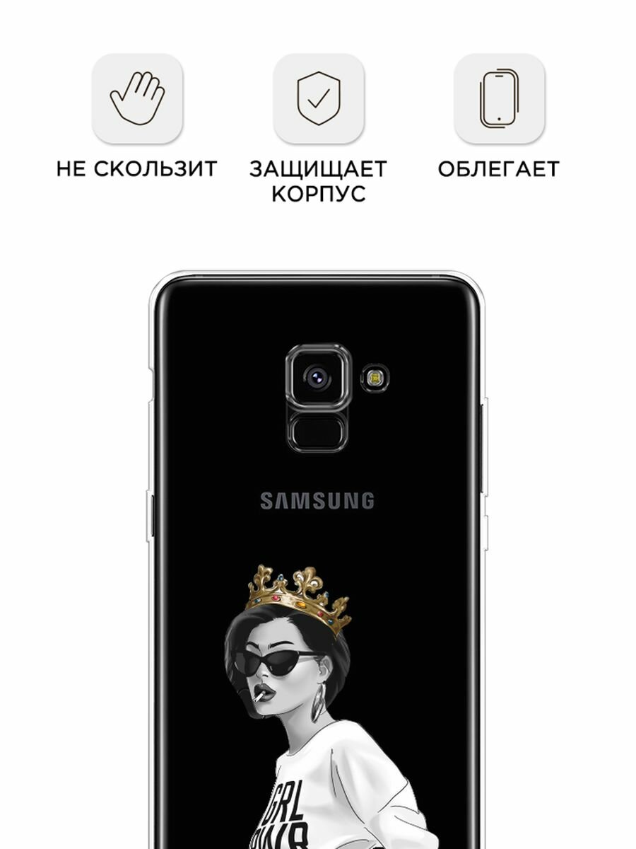 Чехол на Samsung Galaxy A8 + / Самсунг Галакси А8 Плюс 2018 с принтом Be your Queen, прозрачный — фото 1