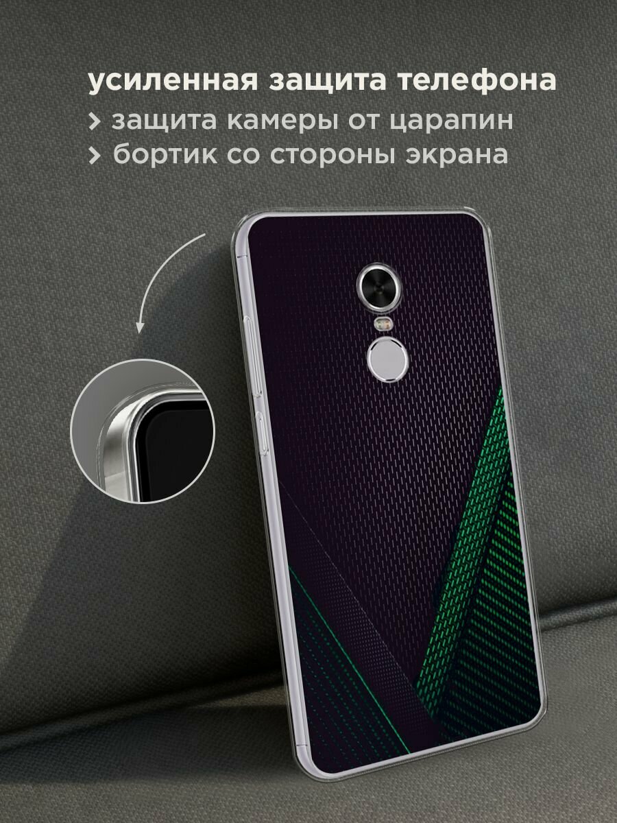 Чехол на Xiaomi Redmi Note 4 (MediaTek) / Сяоми Редми Ноут 4 (MediaTek) с принтом "Зеленый карбон" — фото 1