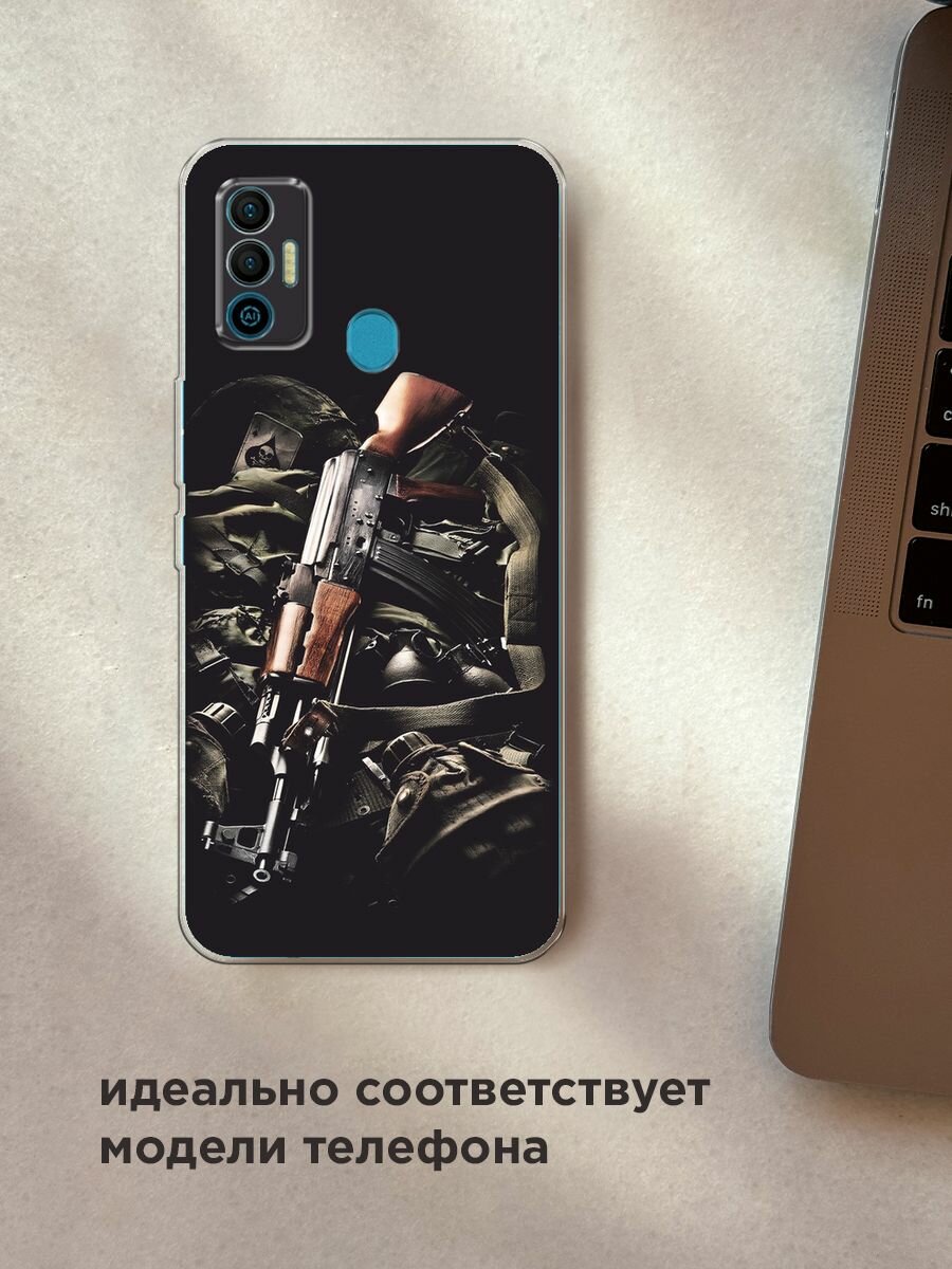 Силиконовый чехол на Tecno Spark 7 / Техно Спарк 7 с принтом "Автомат" — фото 1
