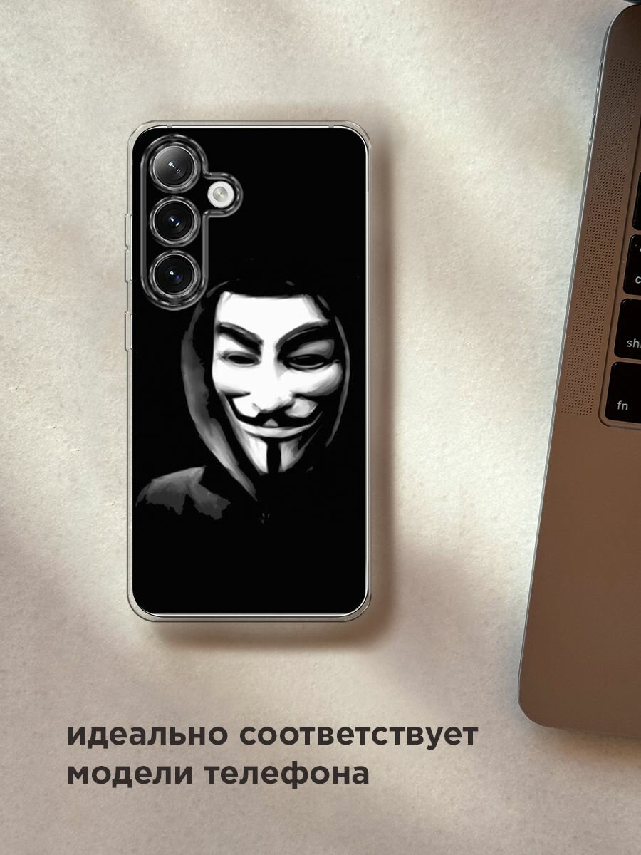 Чехол на Samsung Galaxy S24 / Самсунг S24 с принтом "Анонимус" — фото 1