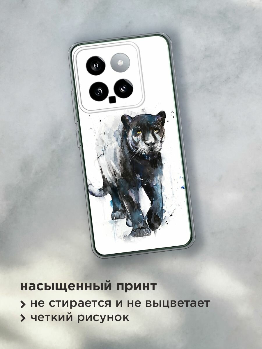 Силиконовый чехол на Xiaomi 14 / Сяоми 14 с принтом "Пантера арт 3" — фото 1