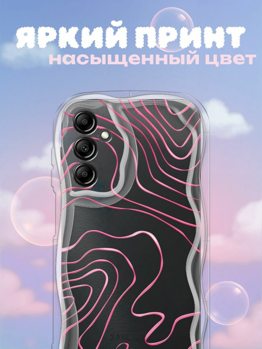 Чехол на Samsung Galaxy A15 / Самсунг А15 с принтом Розовые волны — фото 1