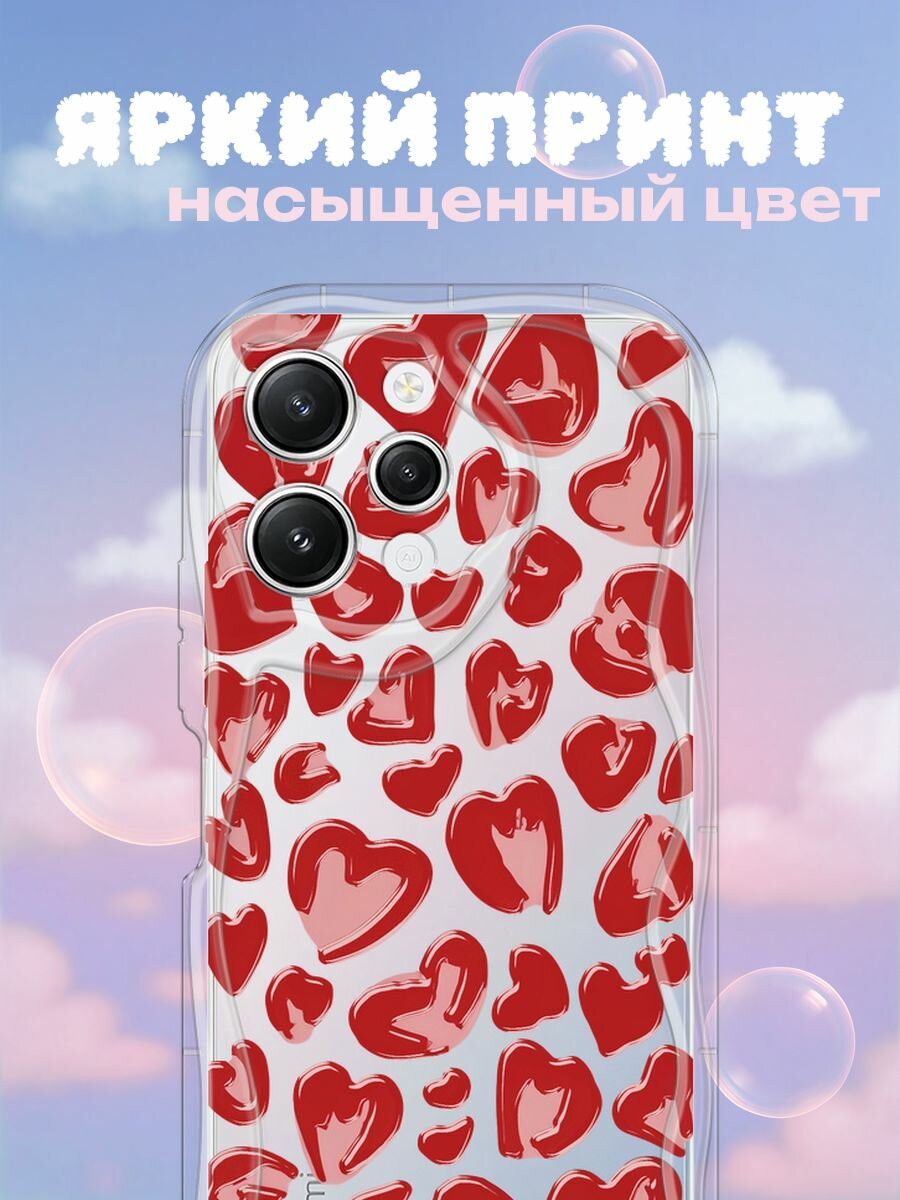 Чехол на Xiaomi Redmi 12 / Редми 12 с принтом Множество красных сердец — фото 1