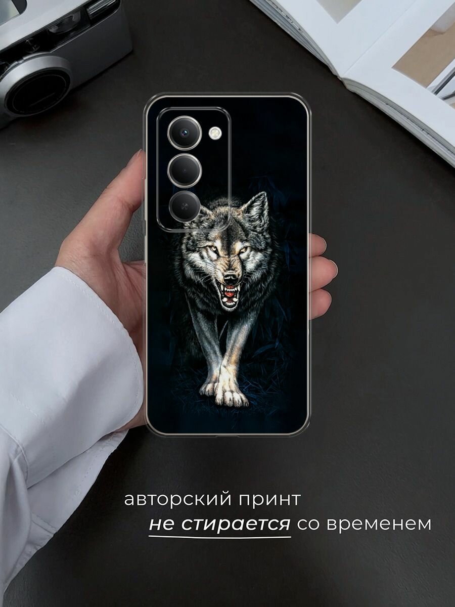 Чехол на Xiaomi Redmi 15 / Сяоми Редми 15 с принтом "Злобный волк из ночи" — фото 1