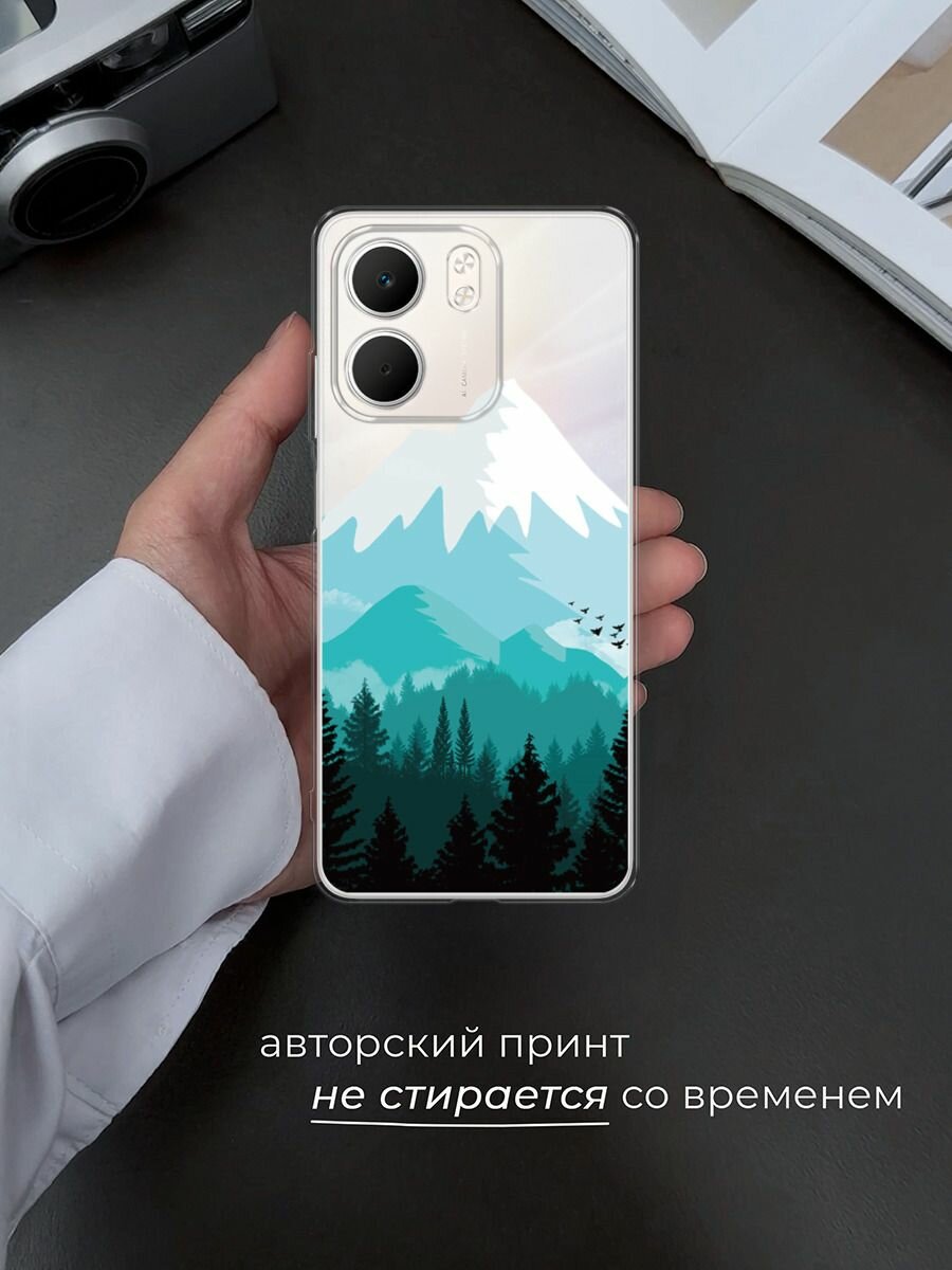 Чехол на Oppo A5x / Оппо А5x с принтом "Синяя снежная гора", прозрачный — фото 1