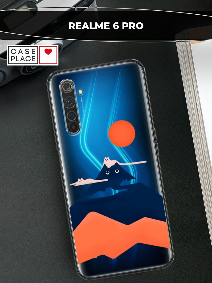 Чехол на Realme 6 Pro / Реалми 6 Про с принтом "Кот-гора", прозрачный