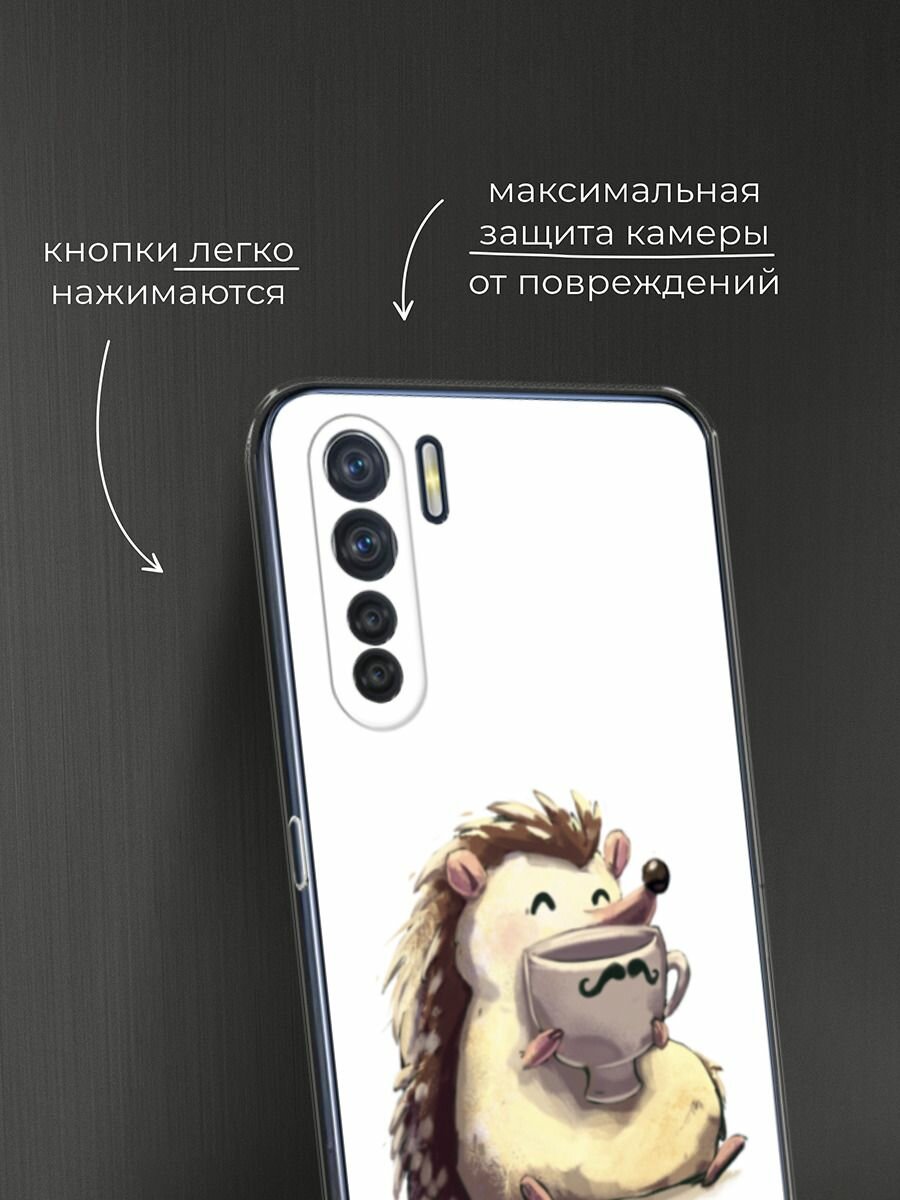 Чехол на Oppo A91/Reno 3 / Оппо A91/Рено 3 с принтом "Еж кофеман" — фото 1