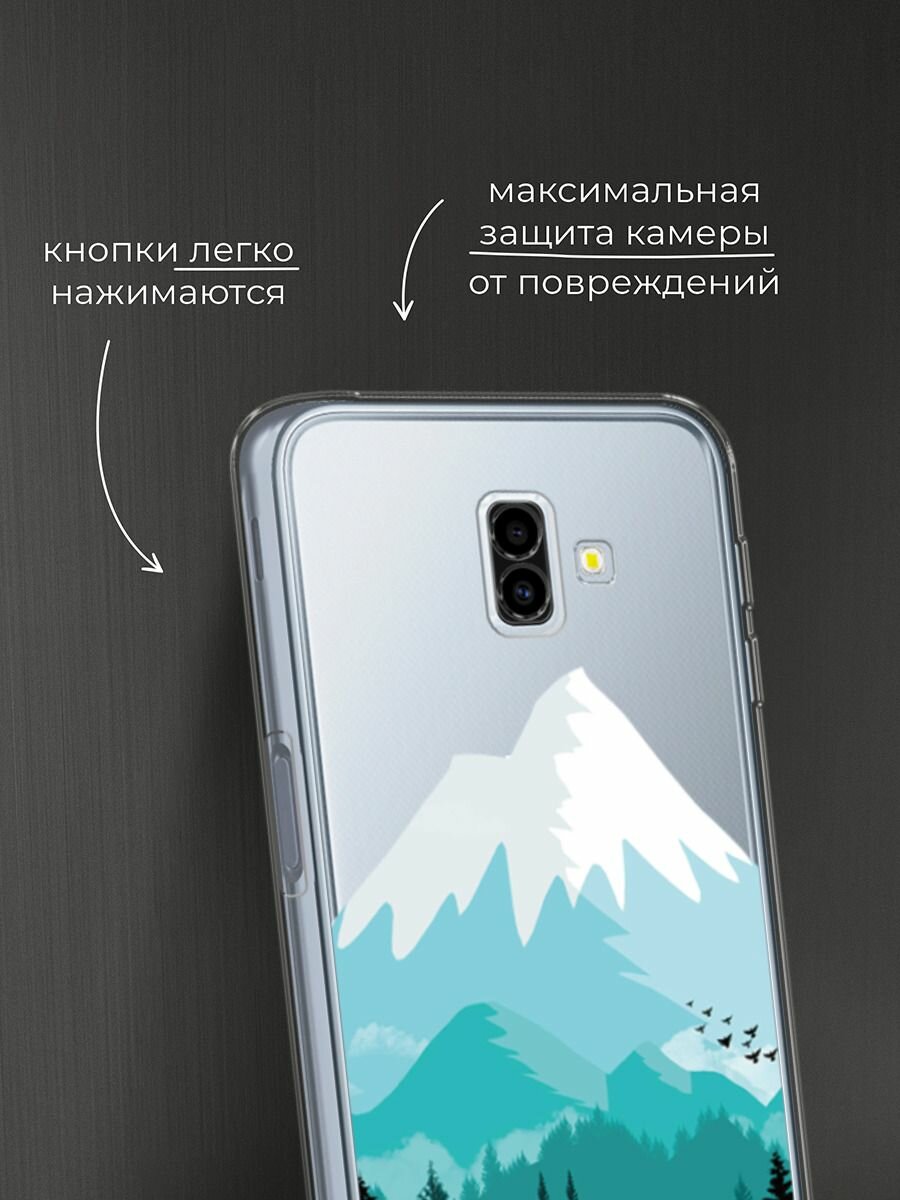Чехол на Samsung Galaxy J6 + / Самсунг Галакси J6 Плюс 2018 с принтом "Синяя снежная гора", прозрачный — фото 1