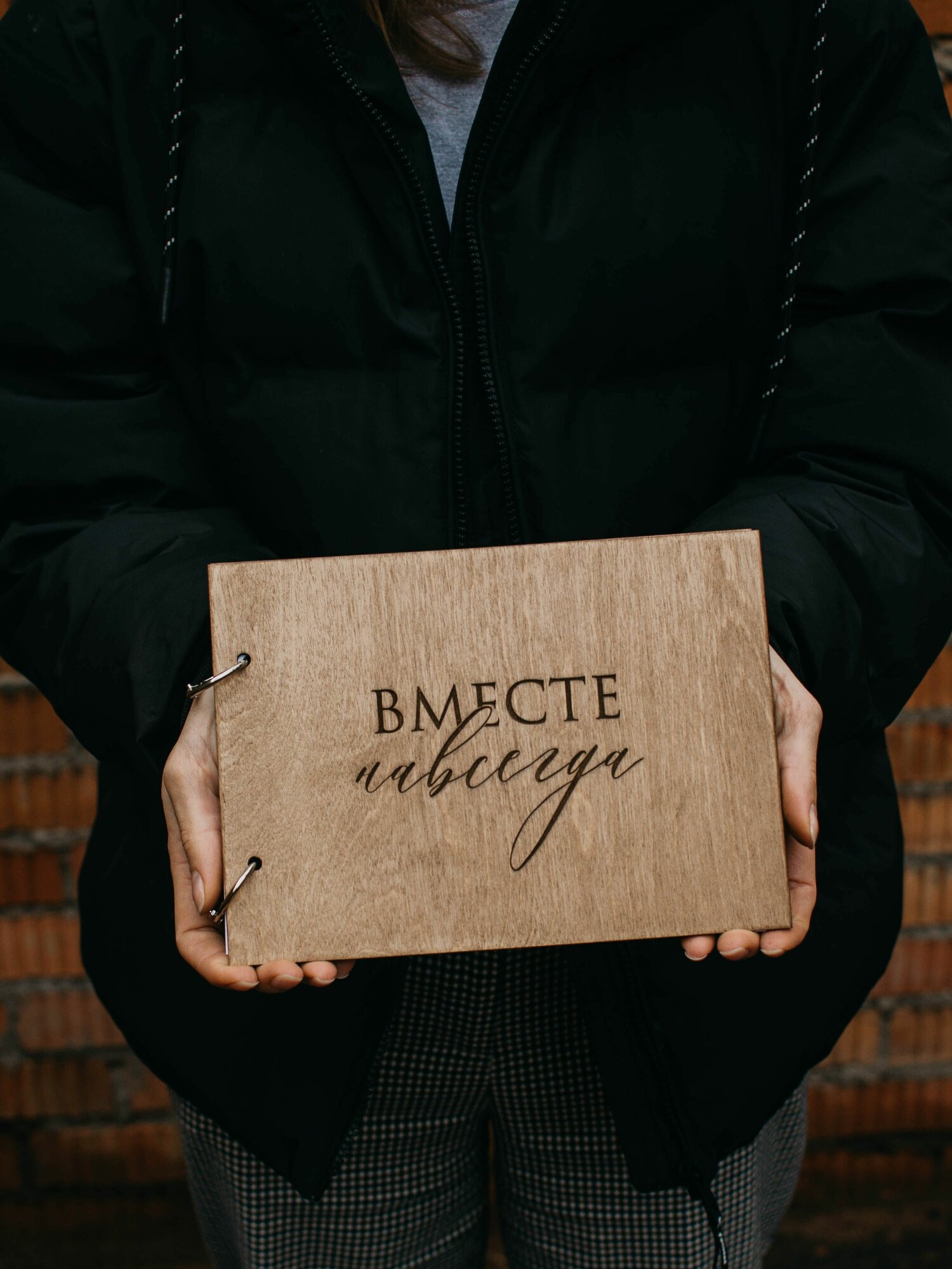 Книга для пожеланий на свадьбу из дерева, А5, гостевая книга, Вместе навсегда