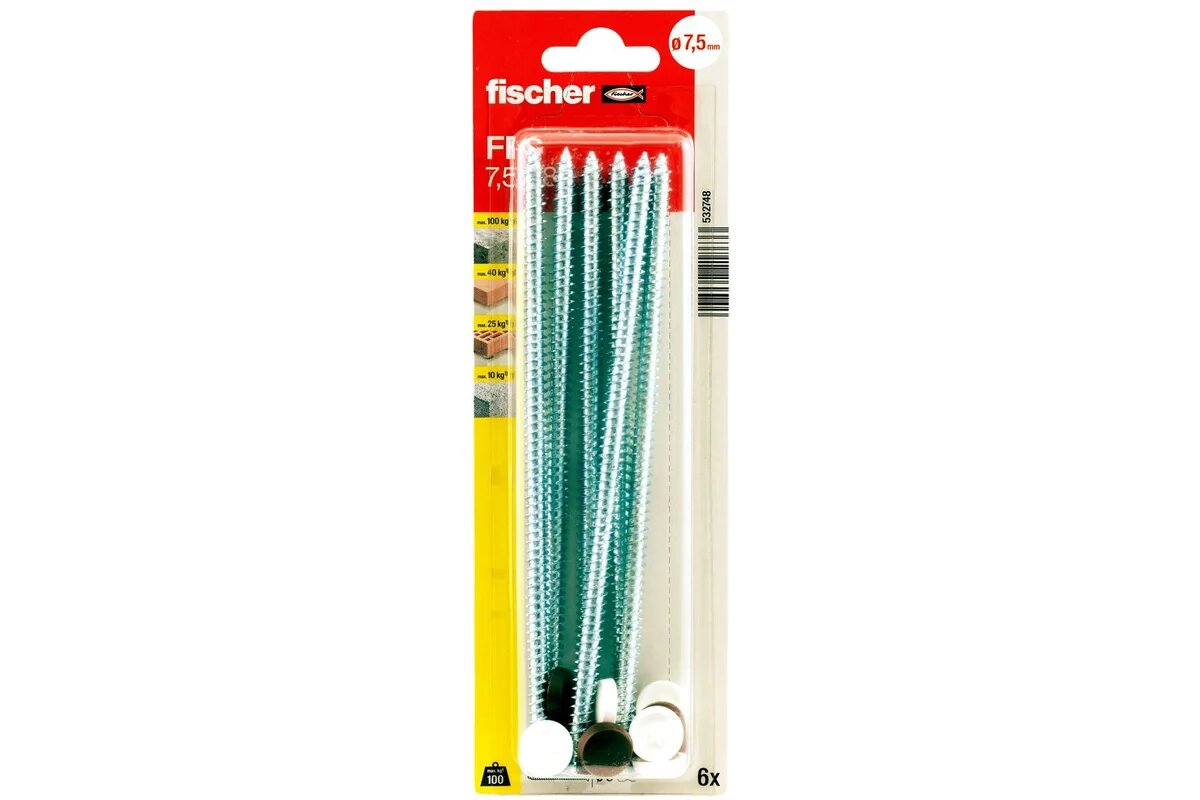 Fischer шурупы для крепления рам FFS 7,5x182 мм K-6 шт 532748 монтаж рам в конструкциях