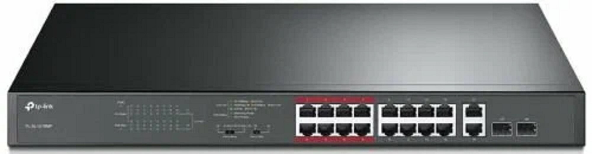 Коммутатор PoE TP-LINK TL-SL1218MP 16 х RJ45 10/100 Мбит/с + 2 SFP-слота, поддержка 802.3at/af