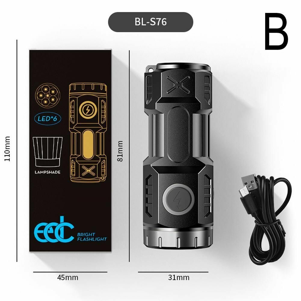 Фонарик аккумуляторный светодиодный - Мини карманный фонарик с зарядкой от сети USB Type C