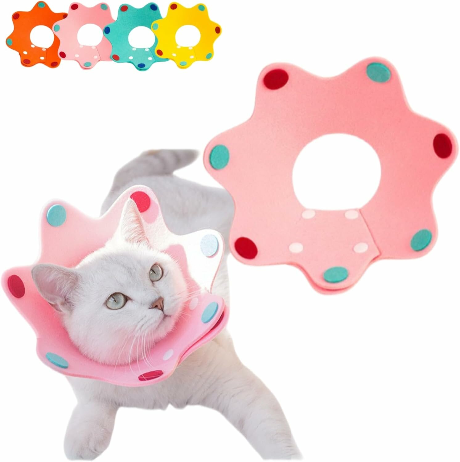 DINGXIAN Защитный воротник для кошек после операций, мягкий регулируемый послеоперационный воротник против вылизывания, легкий и удобный для котят и щенков