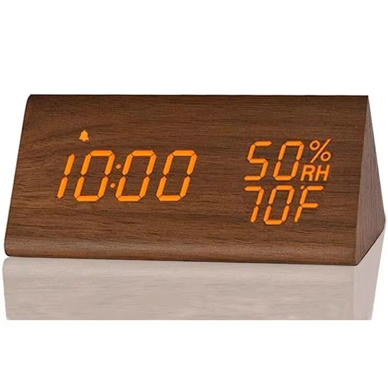 Деревянный будильник с LED дисплеем, 10:00, Brown