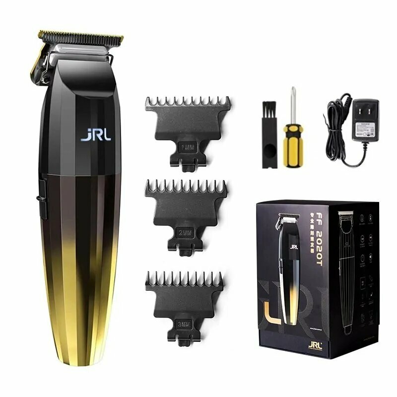 JRL Professional Машинка для стрижки jRL 2020T +3 насадки-гребня, черный, золотой