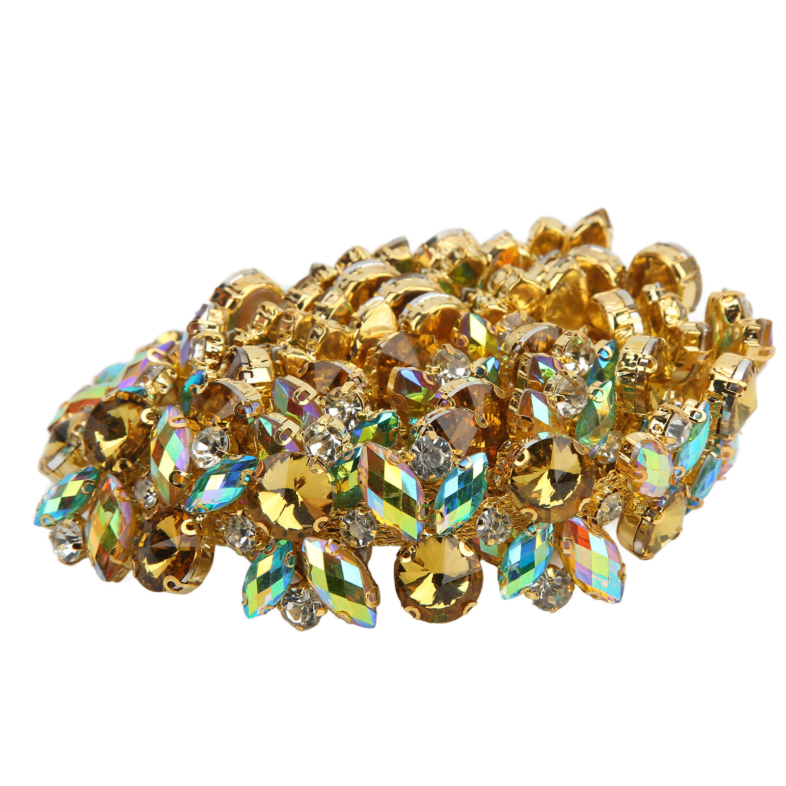 Пояс со стразами, блестящий материал, бесплатная резка, изготовление своими руками, элегантная элегантная цепочка шириной 3,3 см/1,3 дюйма, 1 ярд, декоративная цепочка для одежды, желтый цветок с головой кролика