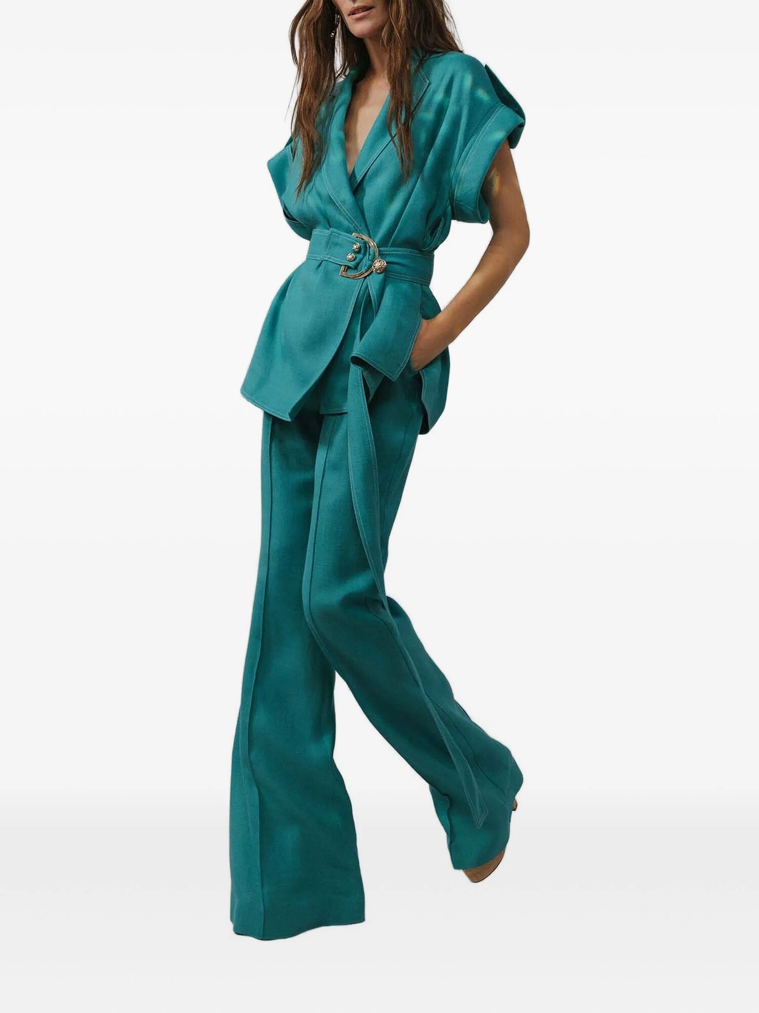 Блуза Elie Saab V-neck belted blouse, размер 42 — фото 1