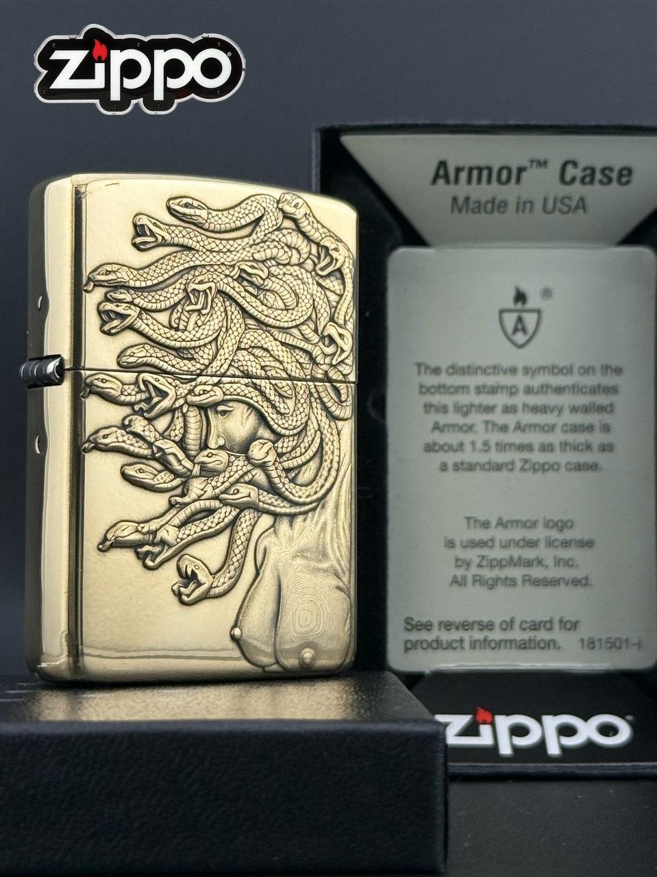 Бензиновая Зажигалка Zippo Armor Персея, победителя Медузы Горгоны гравировка