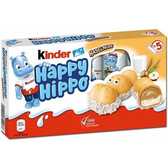 Вафельный батончик Kinder «Счастливый бегемотик» с молочно-ореховой начинкой 103,5 г
