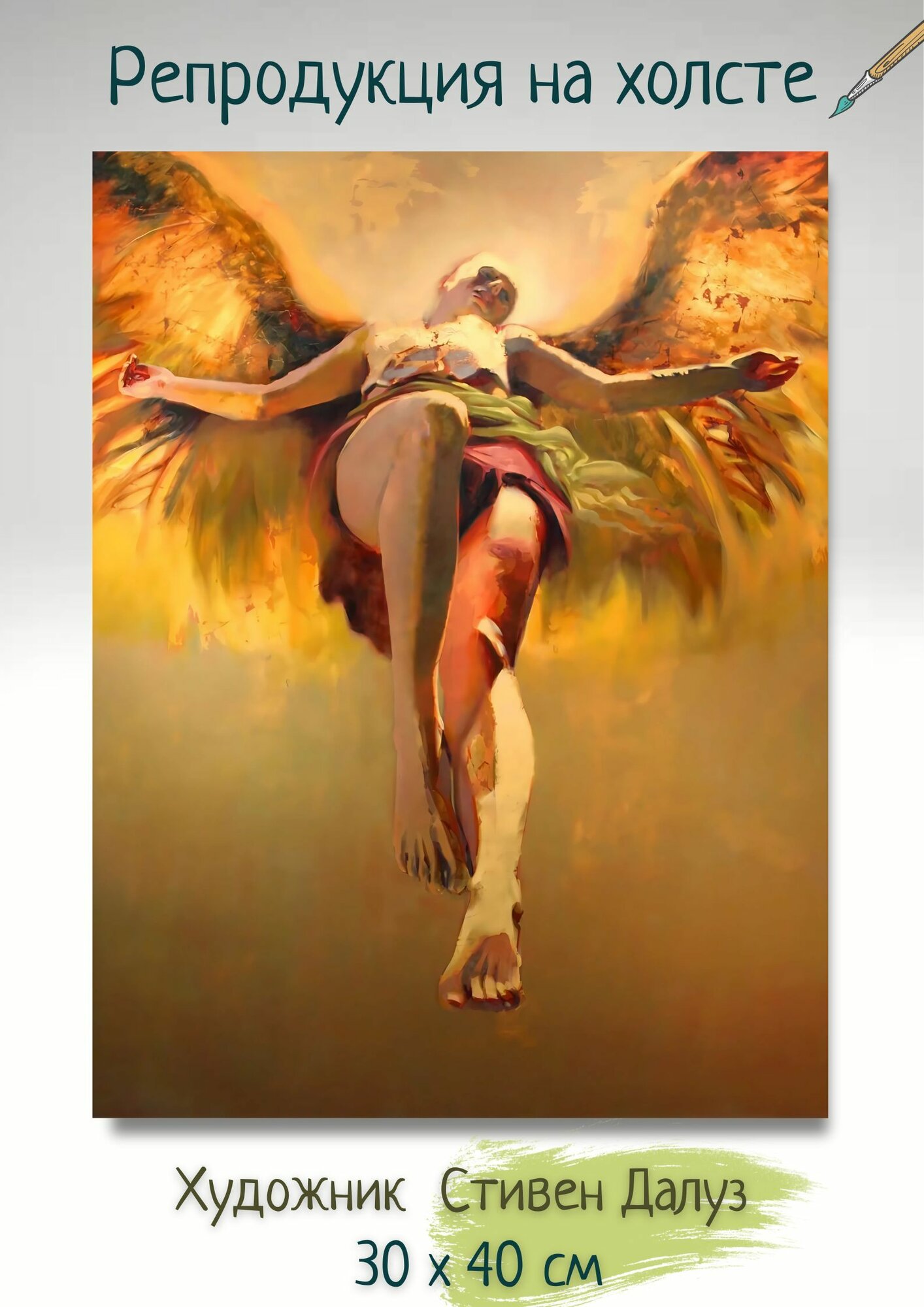 Далуз Стивен "Ангел с крыльями". Картина на холсте 30х40 см репродукция