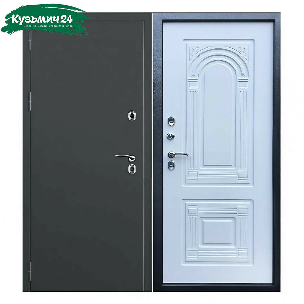 Дверь металлическая Дверной континент, Термаль Арка-2 антик медь, белая, 2050х960 мм, входная, Левая L, 1 шт.