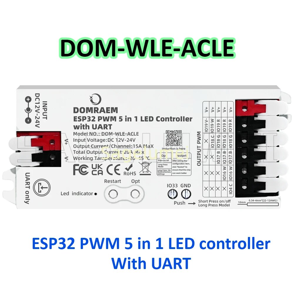 ESP32 PWM 5 в 1 контроллер света SAGE LU MEI DOM-WLE-ACLE UART