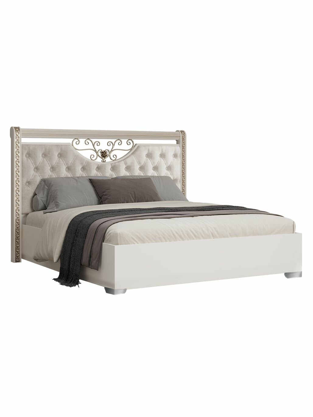 Кровать Арида "Берта", двухспальная, велюр, цвет жемчуг/молочный, 140х200 см