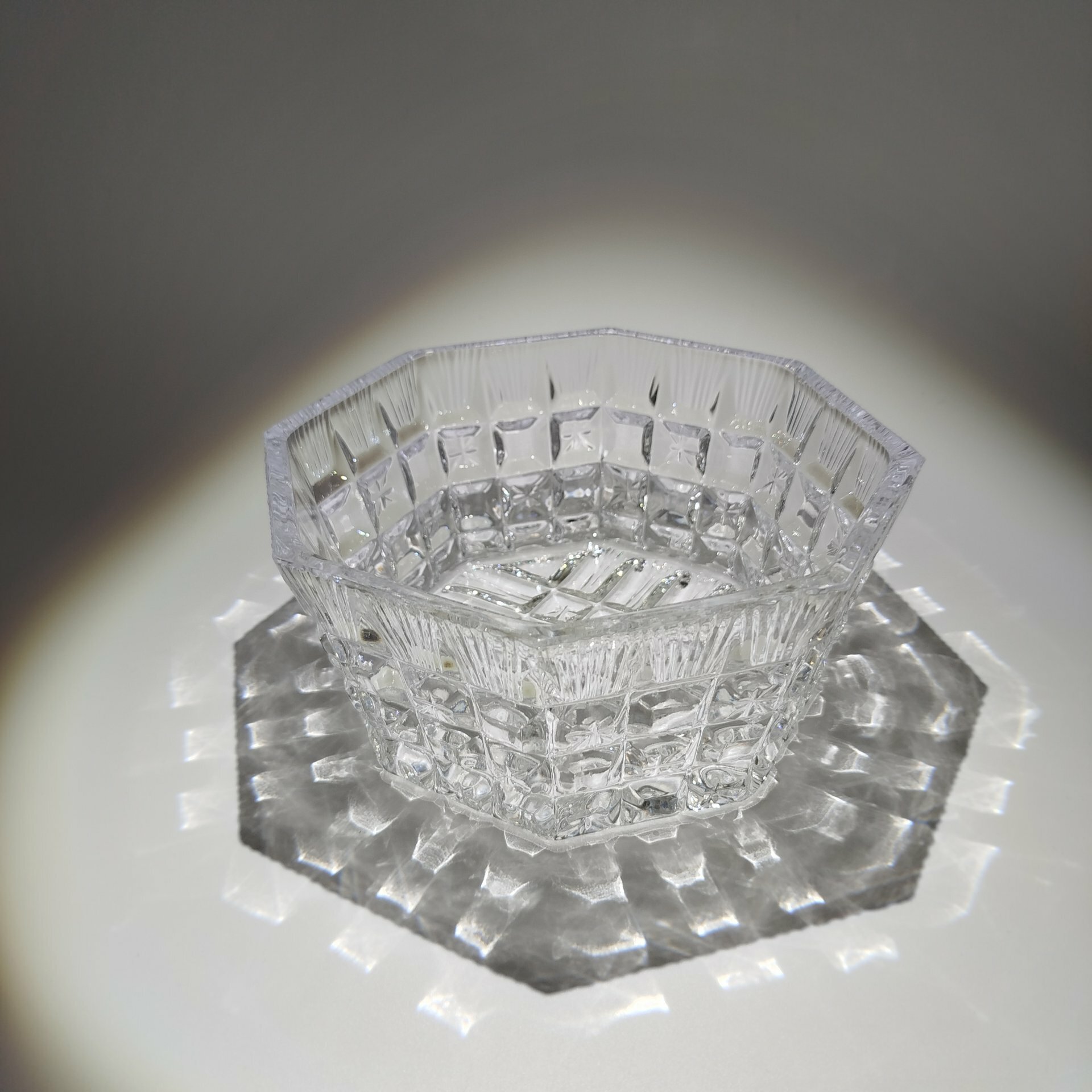 Конфетница(салатник) с рельефным декором, хрусталь, СССР, 1970-1990 гг.