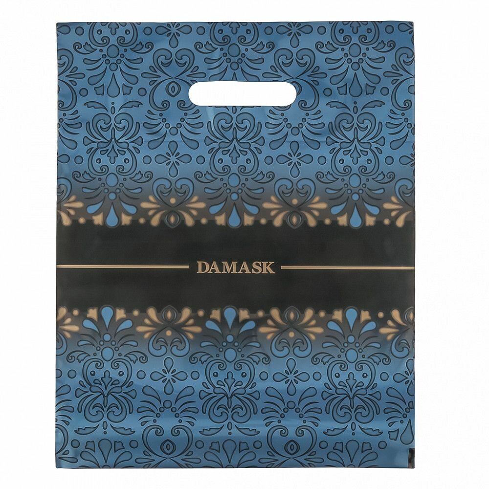 Пакет подарочный ПВД с вырубной ручкой 30х37см "Дамаск", 90 мкм (Россия)