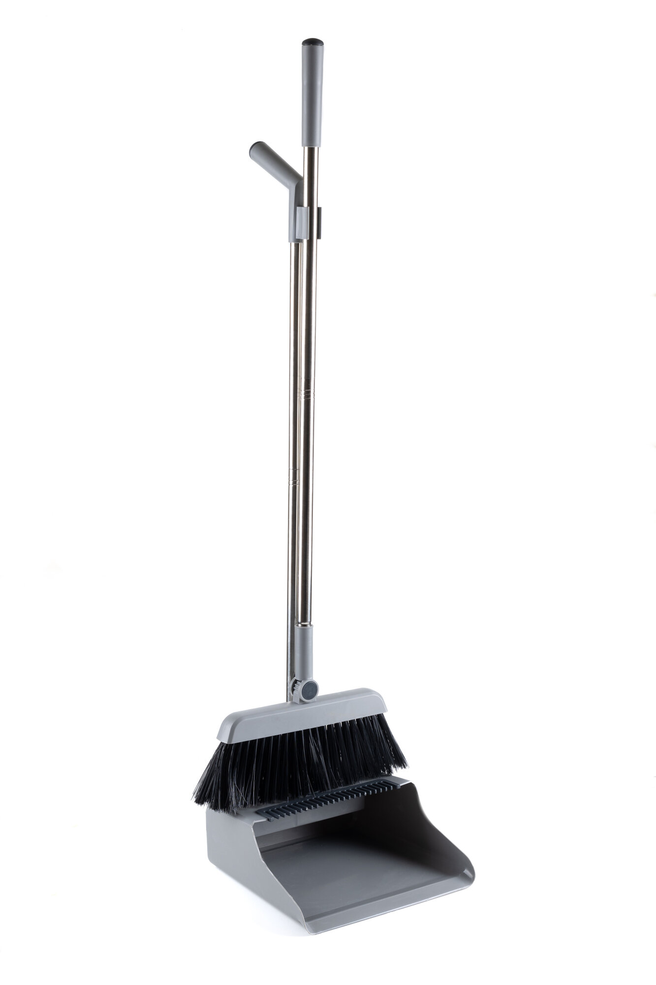 Набор "Три в одном" для уборки, веник, швабра, совок, серый, пластик