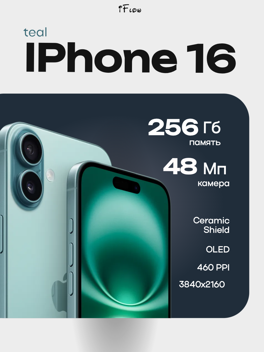 Смартфон Apple iPhone 16 256GB nano SIM + eSIM Teal (зеленый)