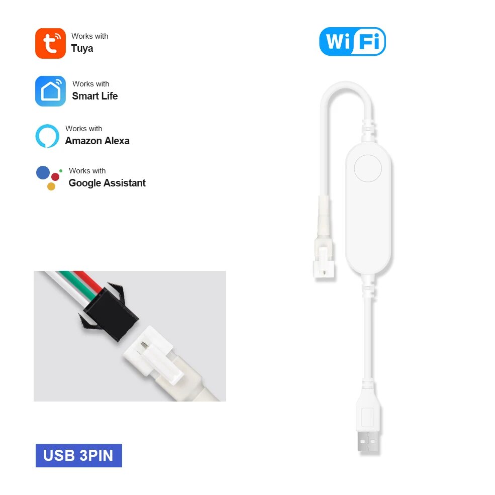 WiFi RGB контроллер 5V 3Pin для LED лент, Tuya