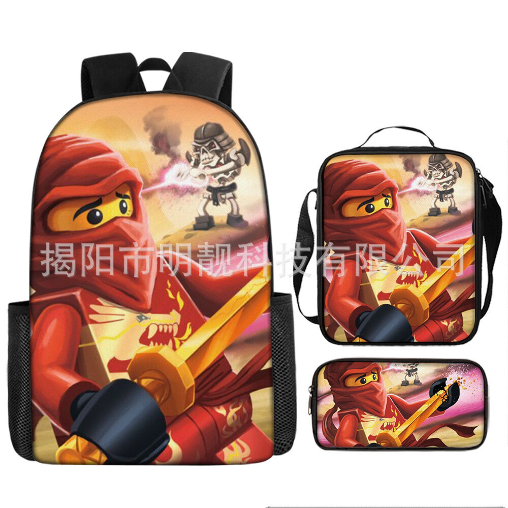 Трансграничная поставка Lego Ninjago, школьная сумка, 17-дюймовый рюкзак из полиэстера большой вместимости, цельный, Прямая доставка