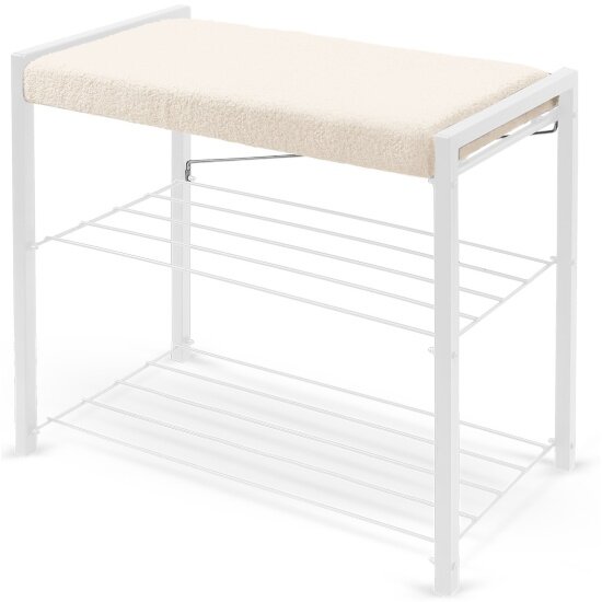 Этажерка для обуви Nika ЭКТ3-60Б с мягким сиденьем, кремовый/матовый белый (ЭКТ3-60Б/КР)