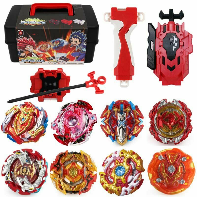 Захватывающий набор Beyblade Burst с пусковой рукояткой LR, 8 бейблейдами и удобной коробкой для хранения