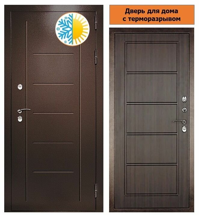 Входная дверь для дома Комфорт-Термо Экстра Венге 960х2050 левая наружу