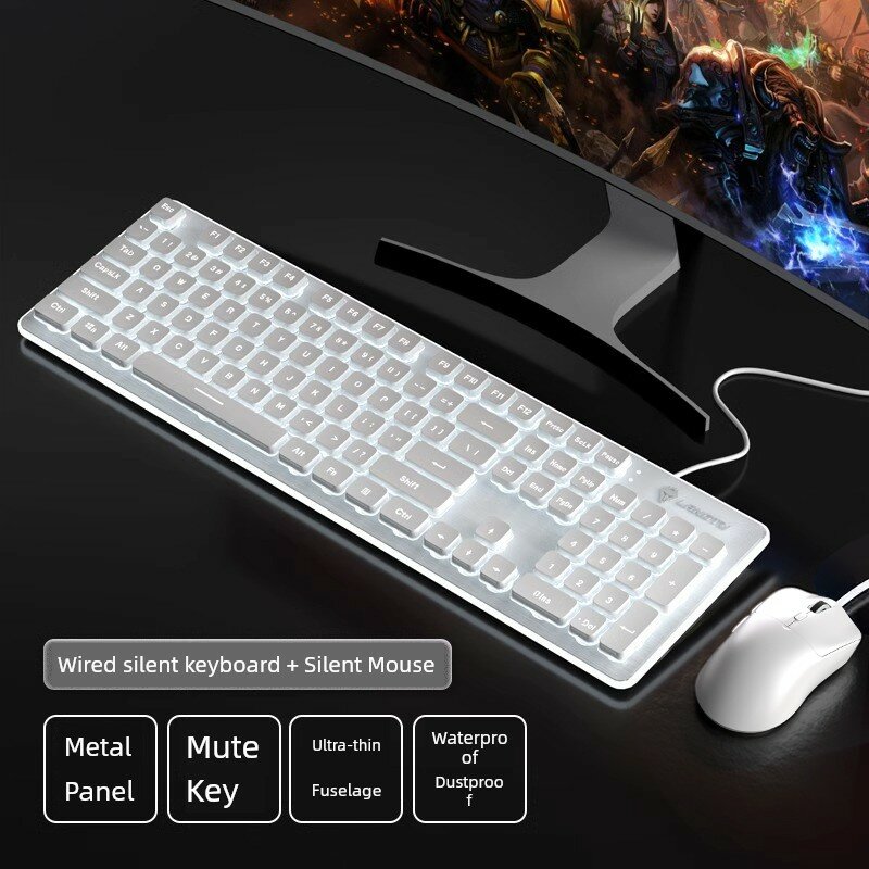 Бесшумный комплект клавиатуры и мыши Langtu L1, проводной, для настольных и портативных компьютеров, подходит для