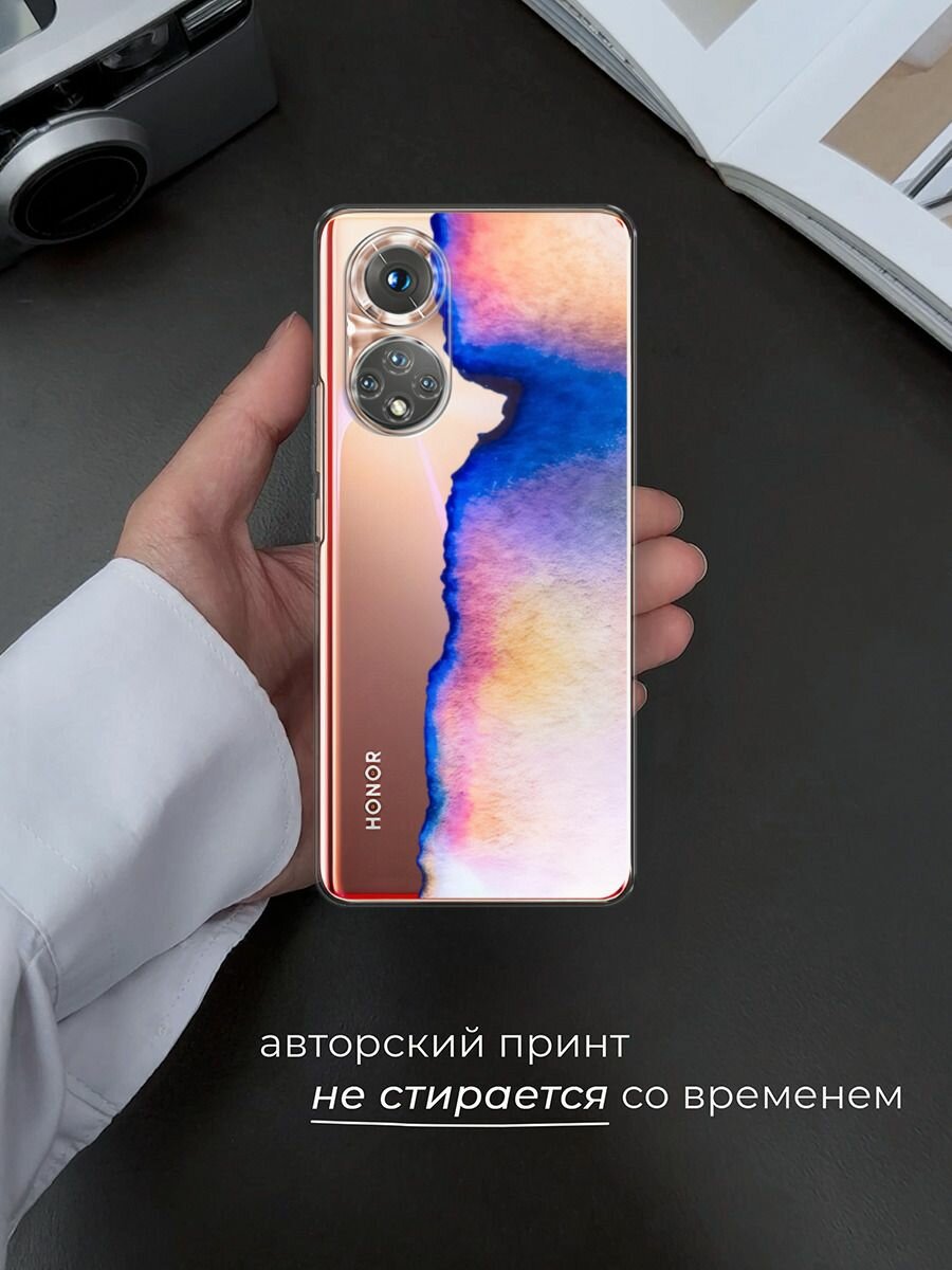 Чехол на Honor 50/Huawei Nova 9 / Хонор 50/Хуавей Нова 9 с принтом Синяя акварель, прозрачный — фото 1
