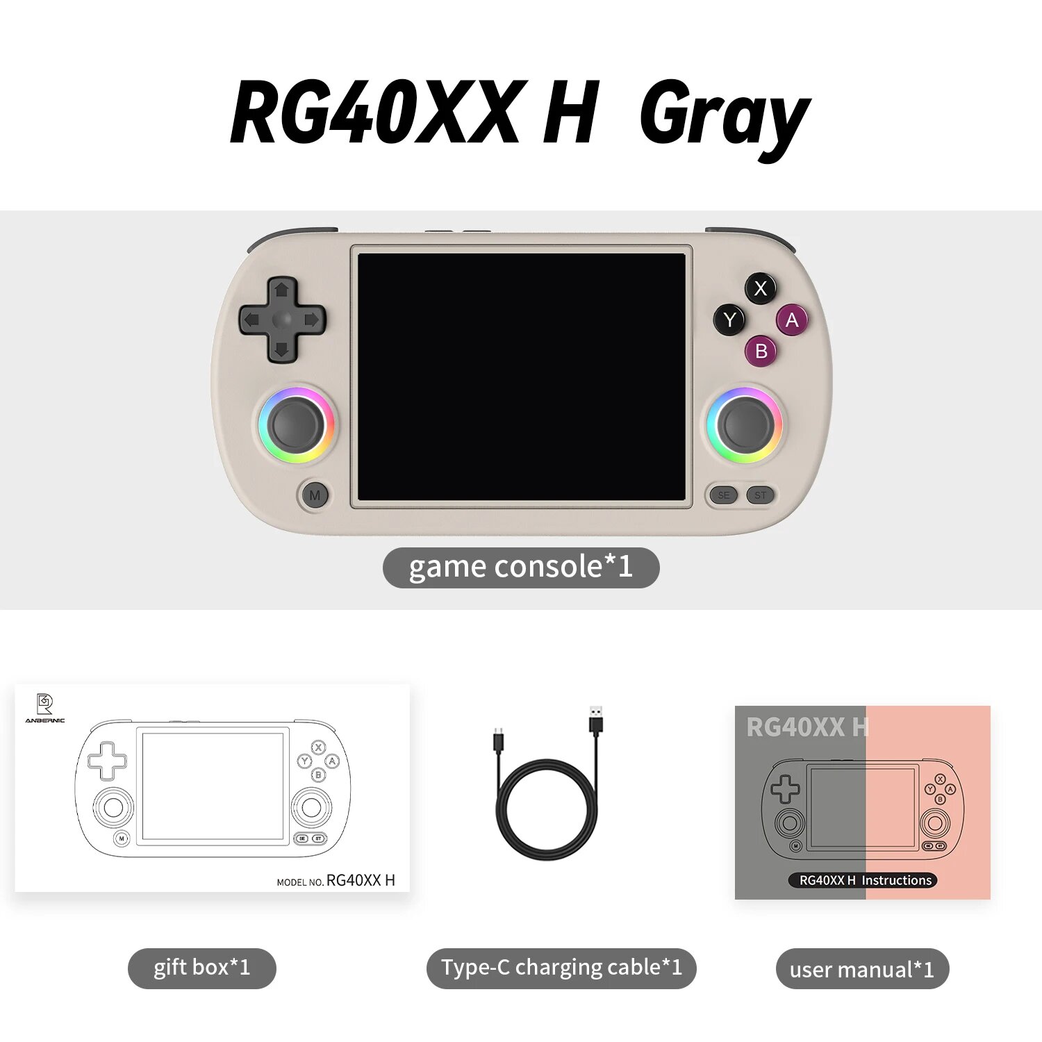Портативная игровая консоль Anbernic RG40XX H Gray