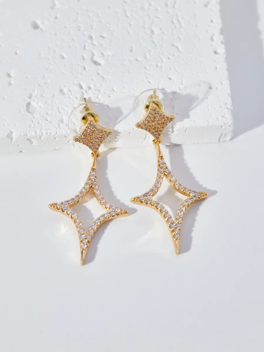Серьги, кристаллы Swarovski, кристалл, фианит, белый, желтый — фото 1