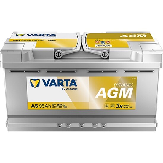 Аккумулятор Varta G14/A5 Silver Dynamic AGM 595 901 085, 353x175x190, обратная полярность, 95 Ач