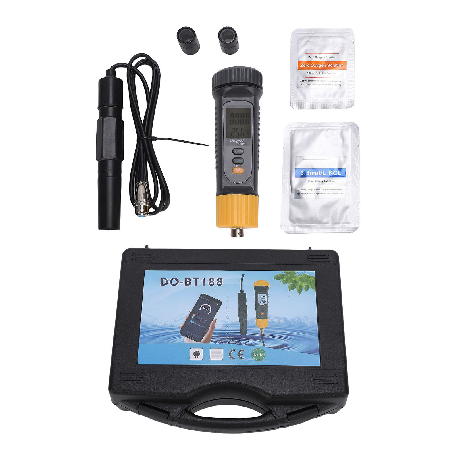 Digital Dissolved Oxygen Meter Tester with ATC Bluetooth for Tuya App DO Meter Dissolved Oxygen Test Kit for Aquarium Ponds Fish Tank