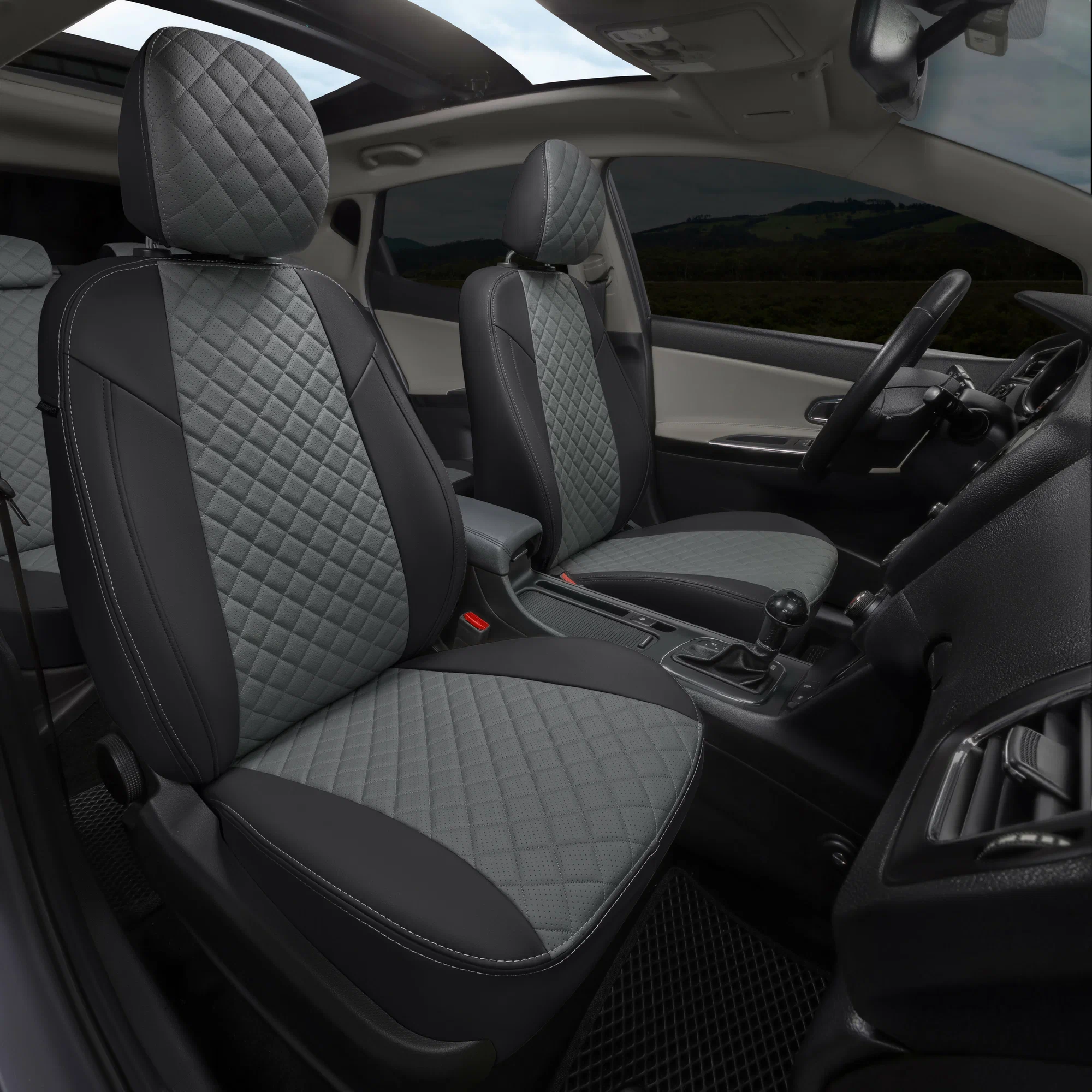 Чехлы Автопилот из экокожи для Lada Priora седан / ВАЗ 2110, Ромб, к-т на всю машину