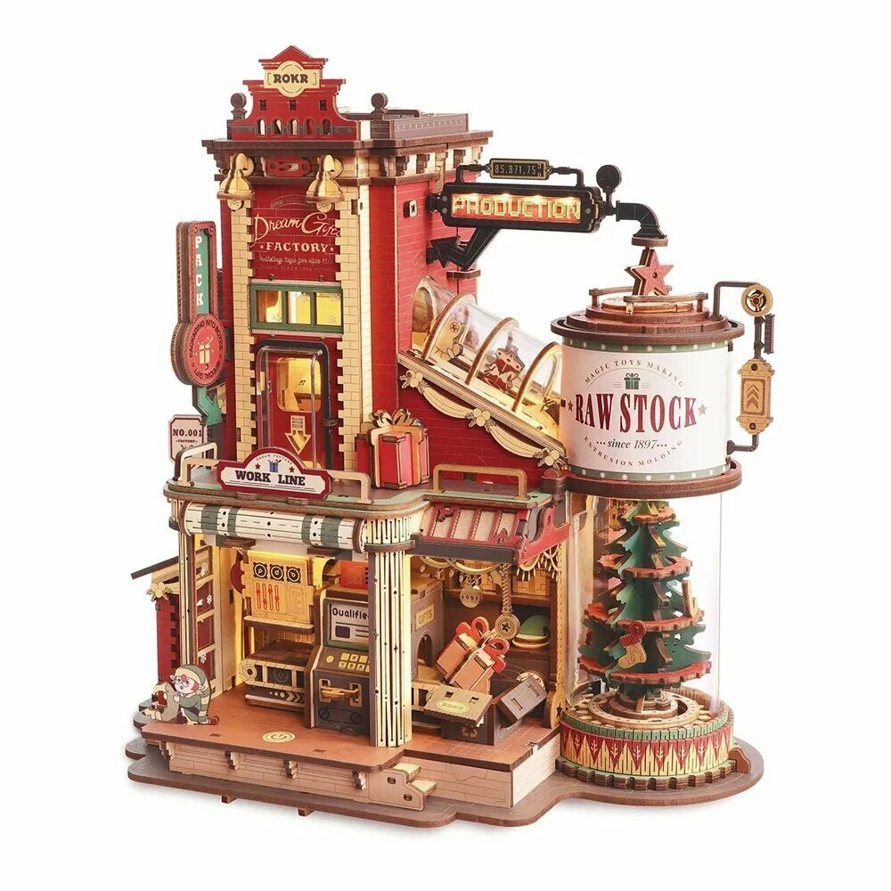 Rokr Dream Gift Factory 3D Wooden Puzzle EAB01 Модель сборки игрушки из строительных блоков diy hut
