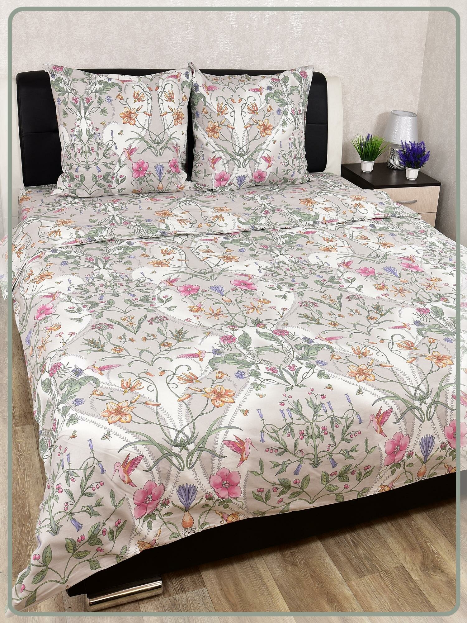 Постельное белье Шуйская бязь Нектар 21786-1 2 спальное с евро простыней