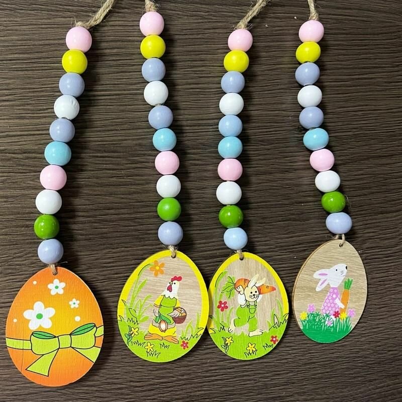 4шт, Пасхальное украшение деревянного бренда деревянная бусина из бисера