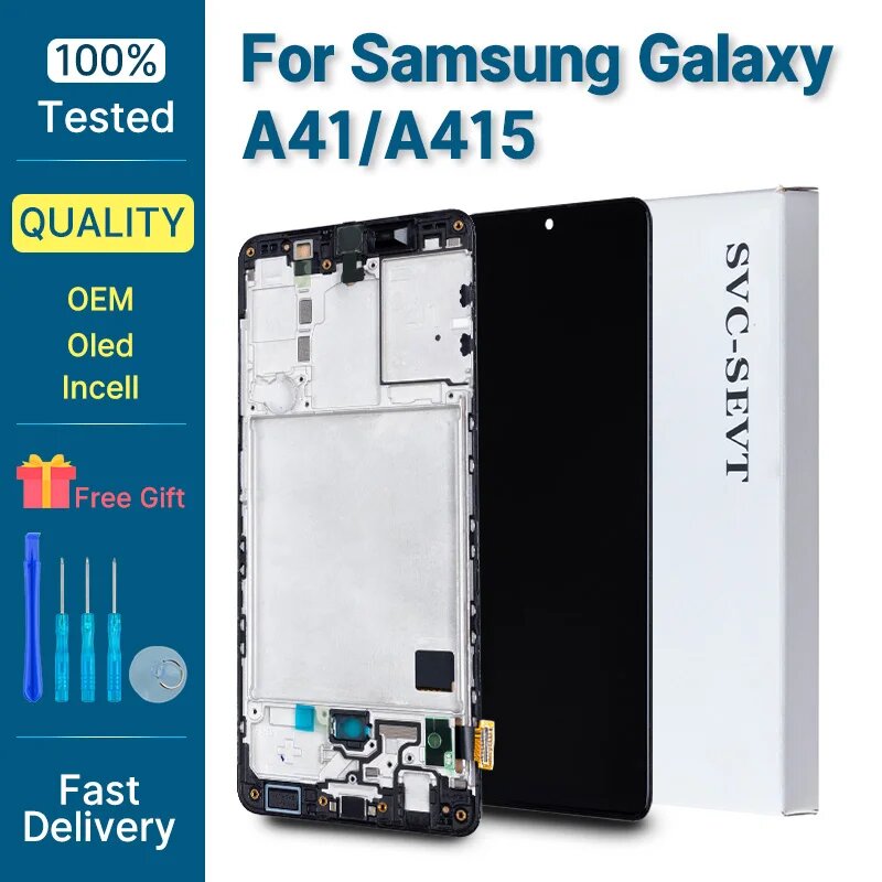 AMOLED для Samsung Galaxy A41 SM-A415F/DSM SM-A415F Замена дигитайзера сенсорного ЖК-экрана для Samsung A41 Дисплей с рамкой
