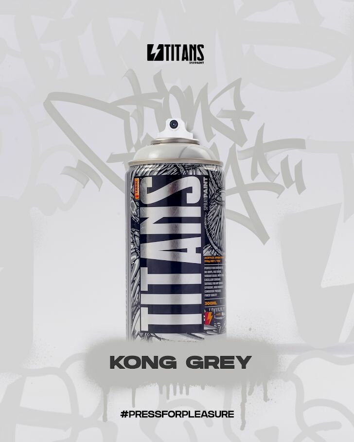 Аэрозольная краска для граффити и дизайна TITANS 43 Kong Grey 300мл.