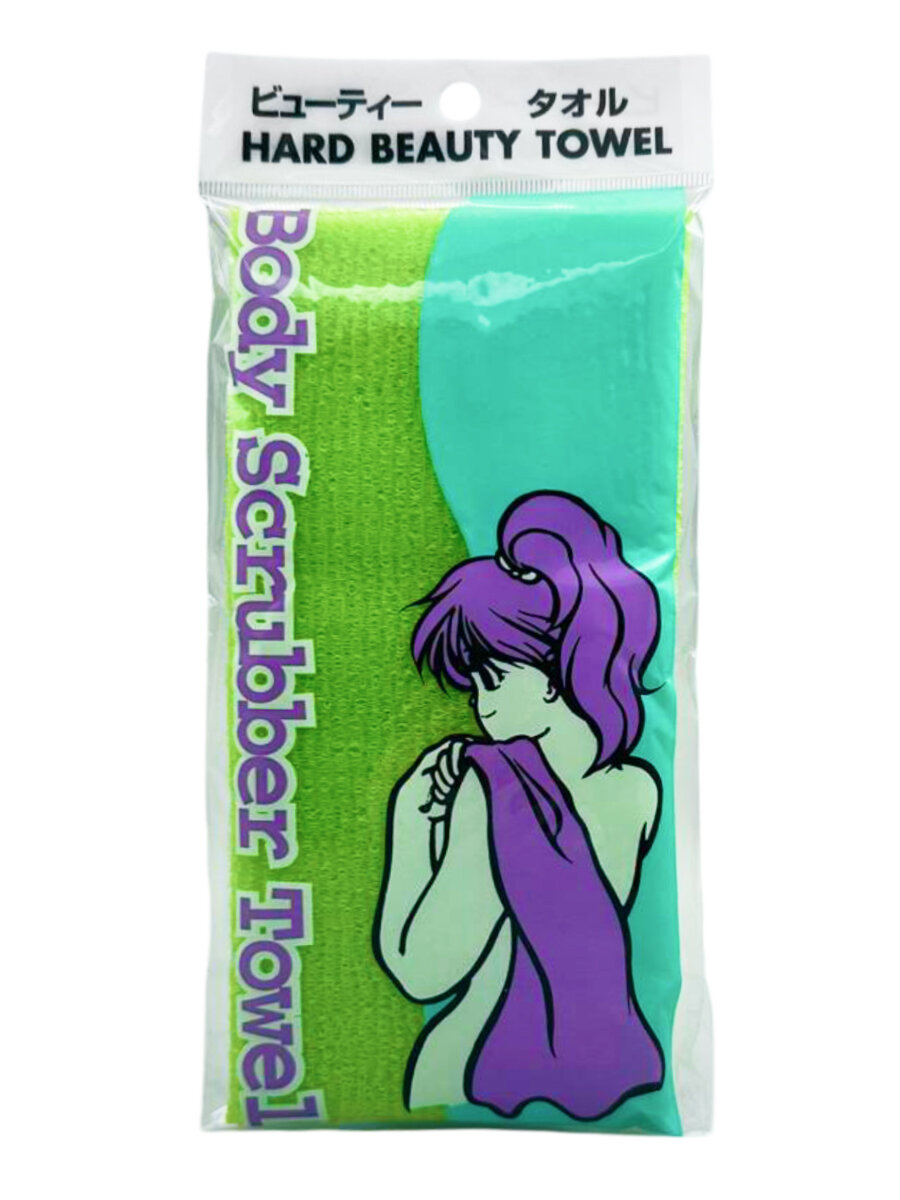 Bath Towel Мочалка-полотенце для душа с пилинг-эффектом / Nylon Long Exfoliating Towel, жесткая, зелёный