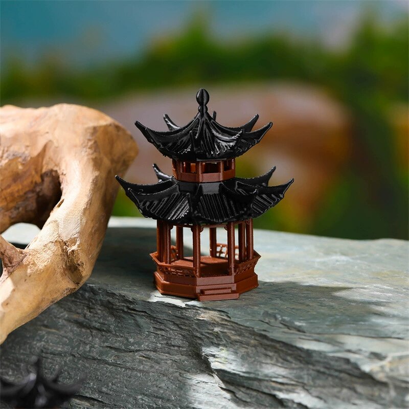 Ландшафтный дизайн, небольшой павильон, украшения, исследование, рокарий, аквариум, аквариум, микропейзаж, бонсай во